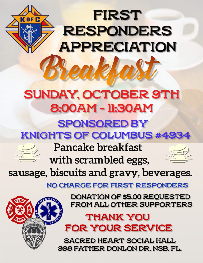 KofC – Hosting First Responders Appreciation Breakfast | Sacred Heart ...